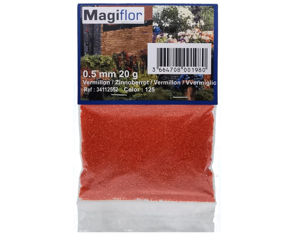 Zinnoberrot 0.5 mm Flocken Magiflor Blüten Darstellung